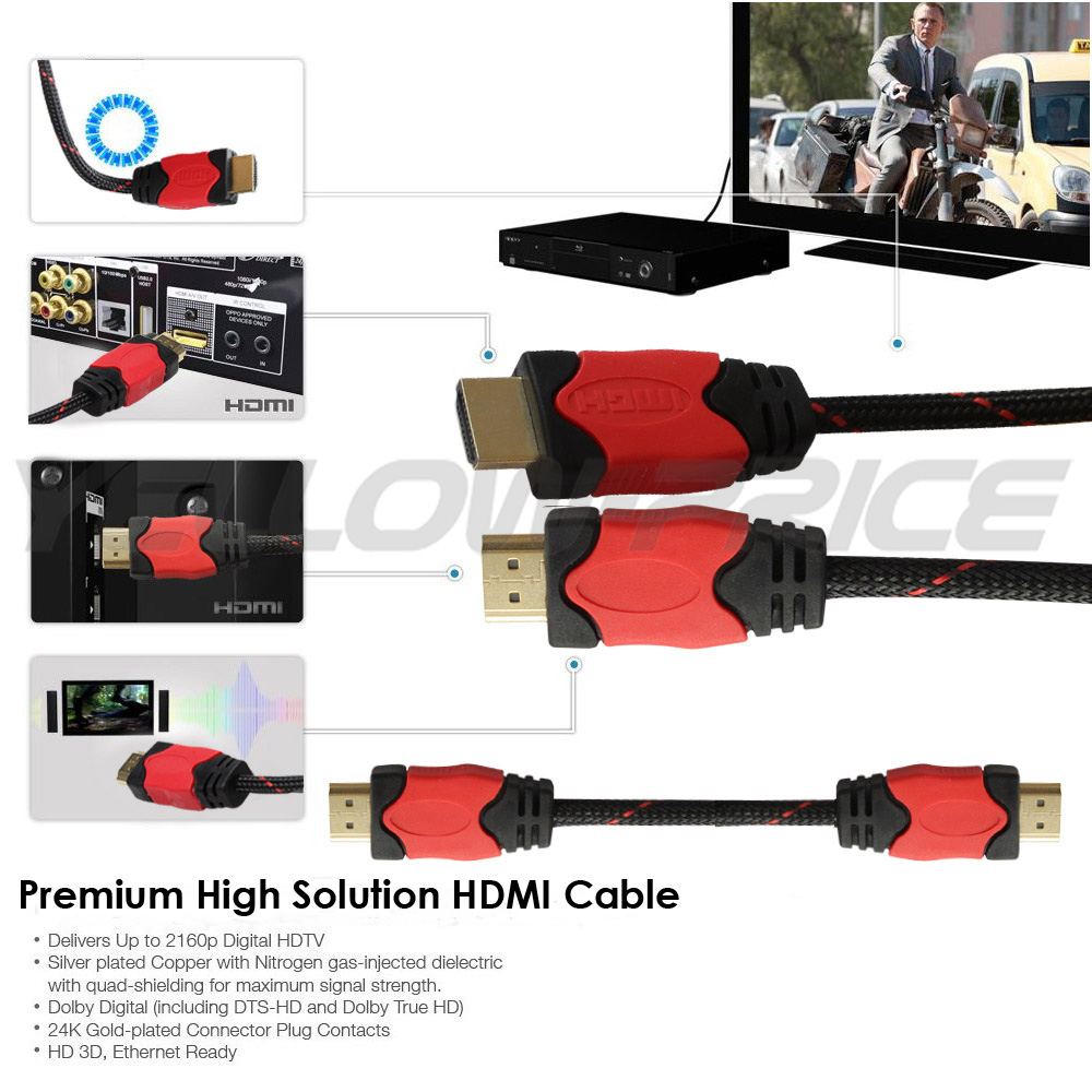 1 - 4 Pack 10Ft High Speed HDMI Cable HDTV Cord with Ethernet 3D Audio ...