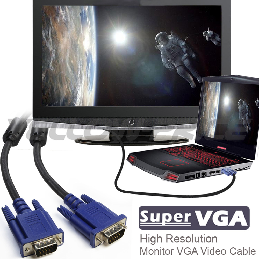 25ft VGA SVGA 15-Pin Male to Male Video Cable LCD Monitor Dell HP Asus ...