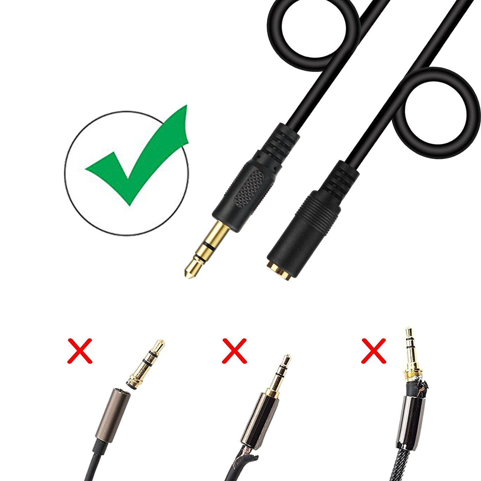 Long Copper Wire 25ft Aux Cable (3.5mm M/F Auxiliary Audio Cable) with ...