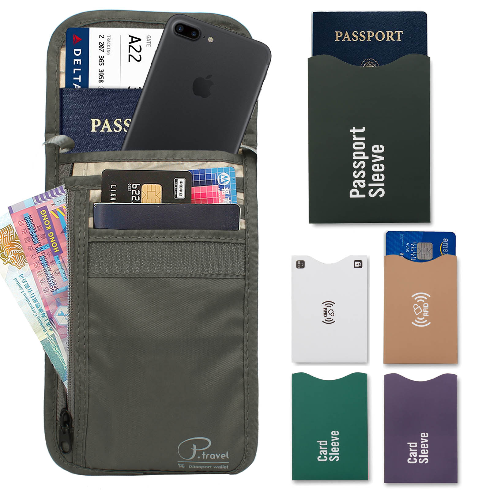 RFIDTravel Wallet Secure Passport Neck Pouch Card Ticket Money Secret ...