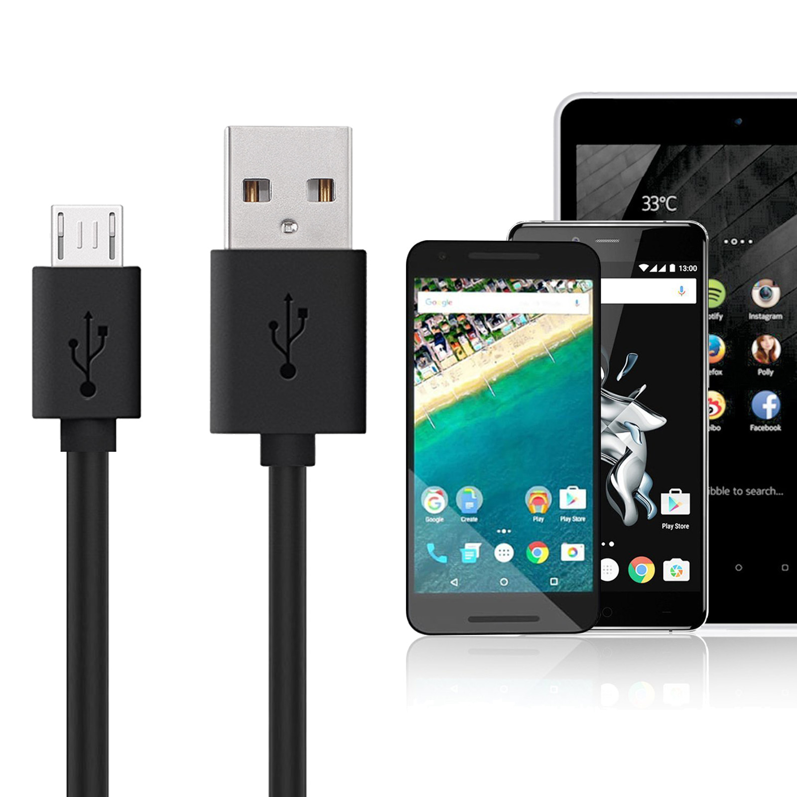 Micro USB to USB 2.0 Cable (6inch), Data Sync & Fast Charging Cable for ...