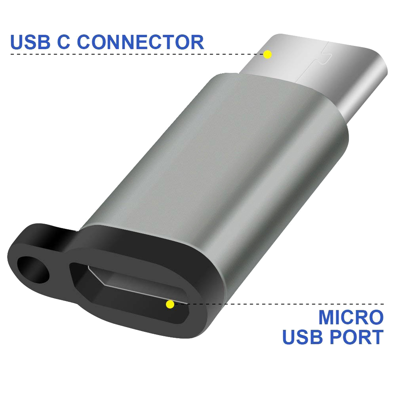 Aluminum USB Type C to Micro USB Convert Connector with Keychain ...