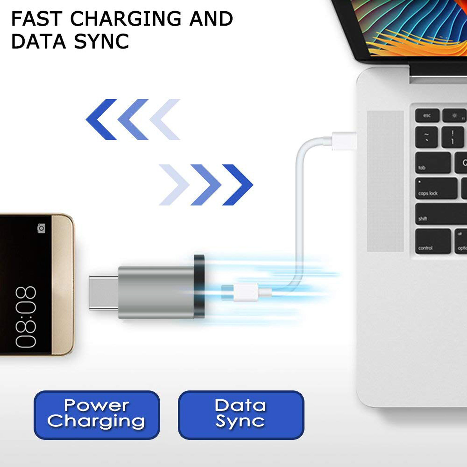 Aluminum USB Type C to Micro USB Convert Connector with Keychain ...