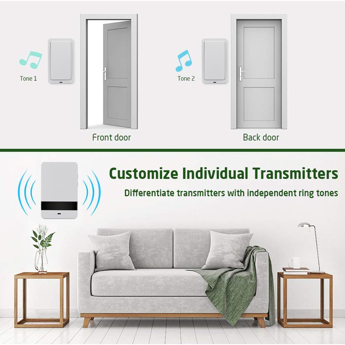 Weatherproof Wall Plug-in Cordless Door Bell Chime Kit with 28 Tunes ...