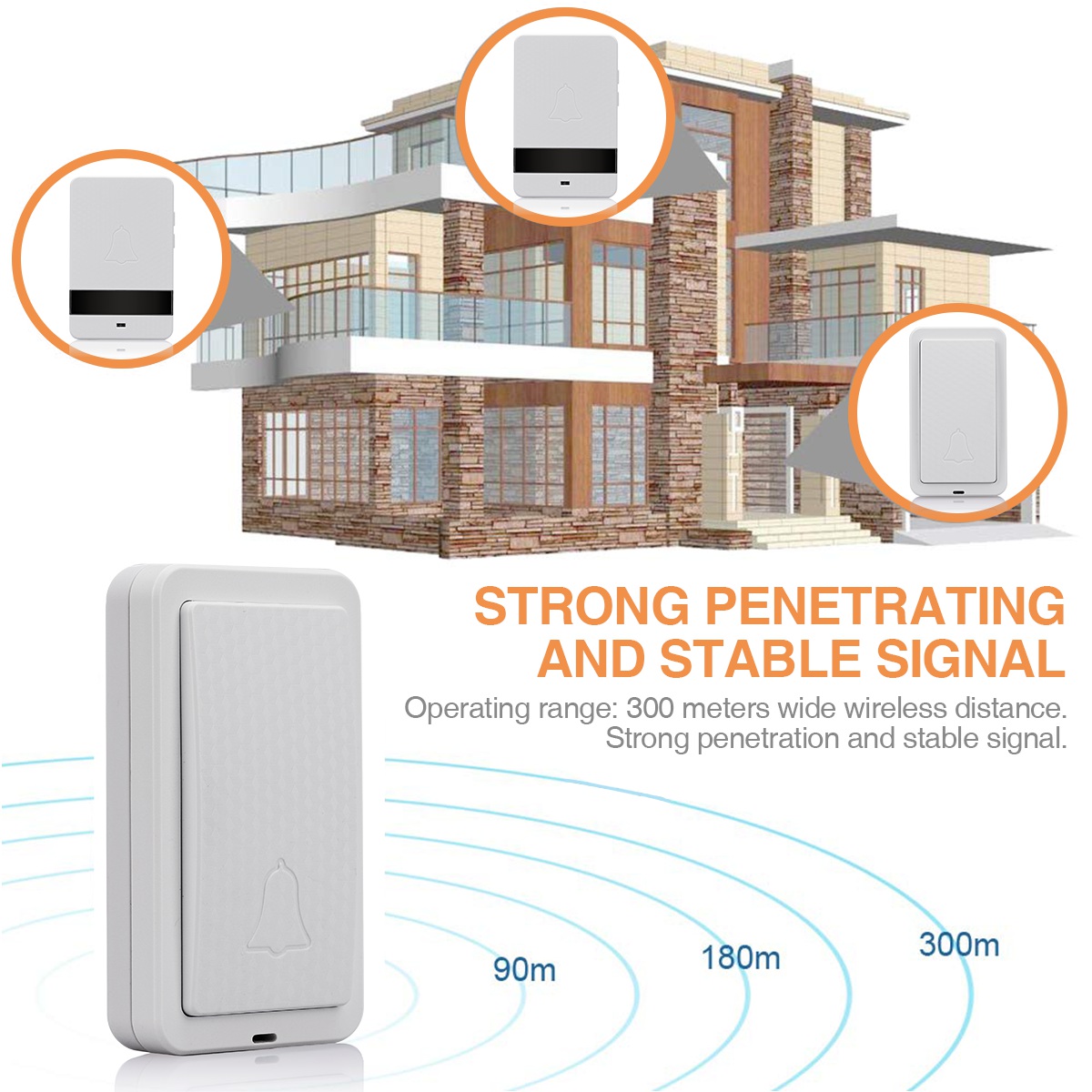 Weatherproof Wall Plug-in Cordless Door Bell Chime Kit with 28 Tunes ...