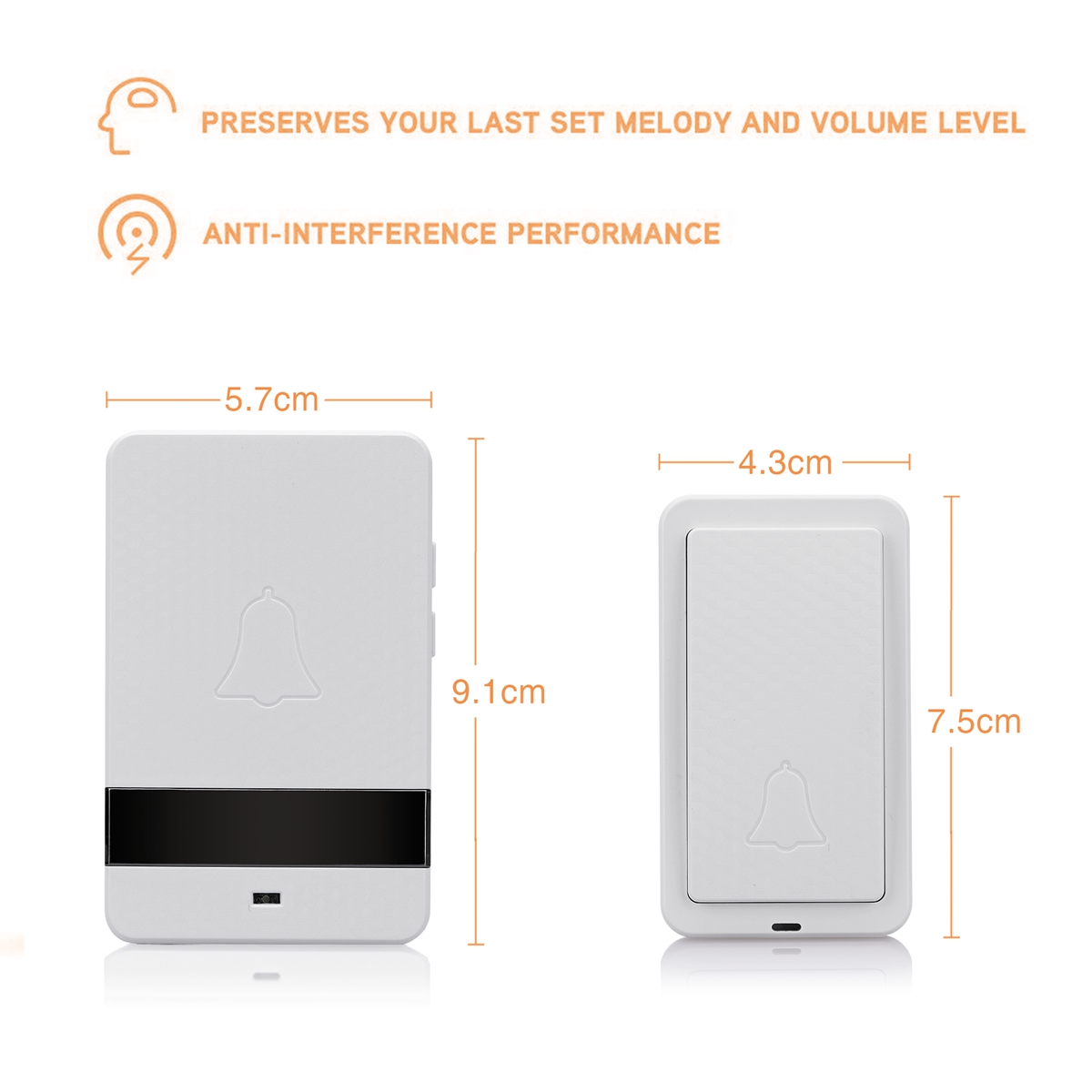 Weatherproof Wall Plug-in Cordless Door Bell Chime Kit with 28 Tunes ...