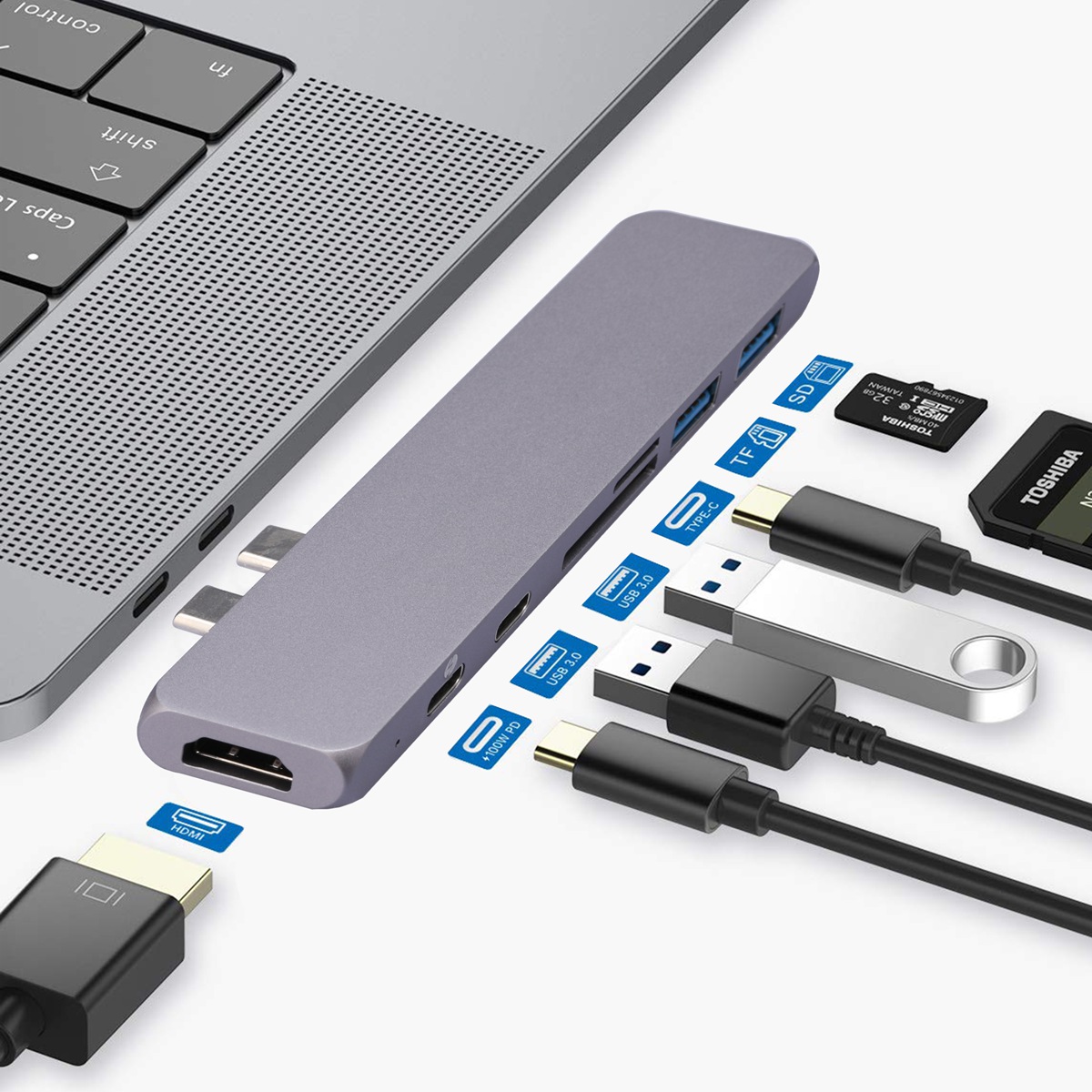 USB C Adapter Hub for MacBook Pro 2018 2017 2016 MacBook Air 2018 ...