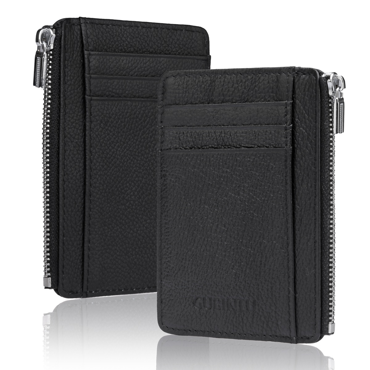 Anti-theft Slim Wallet RFID Front Pocket Wallet with Zipper Card Holder ...