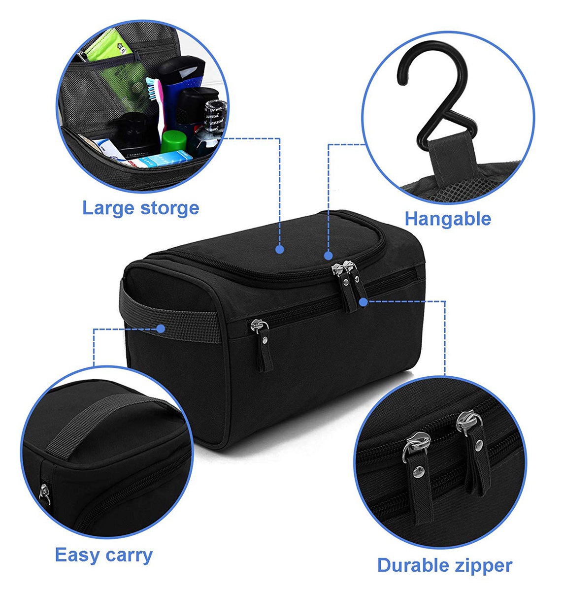 Premium Men's Water–Resistant Washbag Organiser | Toilet Vanity Bag ...