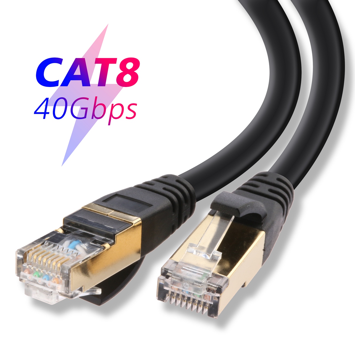 6-100Ft Cat8 Cat7 Cat6 Cable Ethernet Outdoor UltraSpeed with RJ45 ...