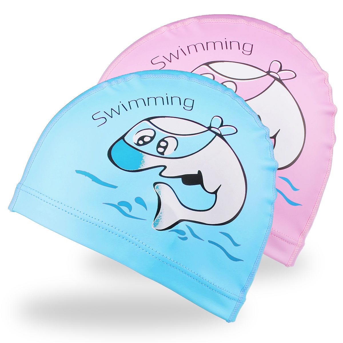 2 Pack Swim Caps for (Age 3-12), Silicone Waterproof Swimming Cap for ...